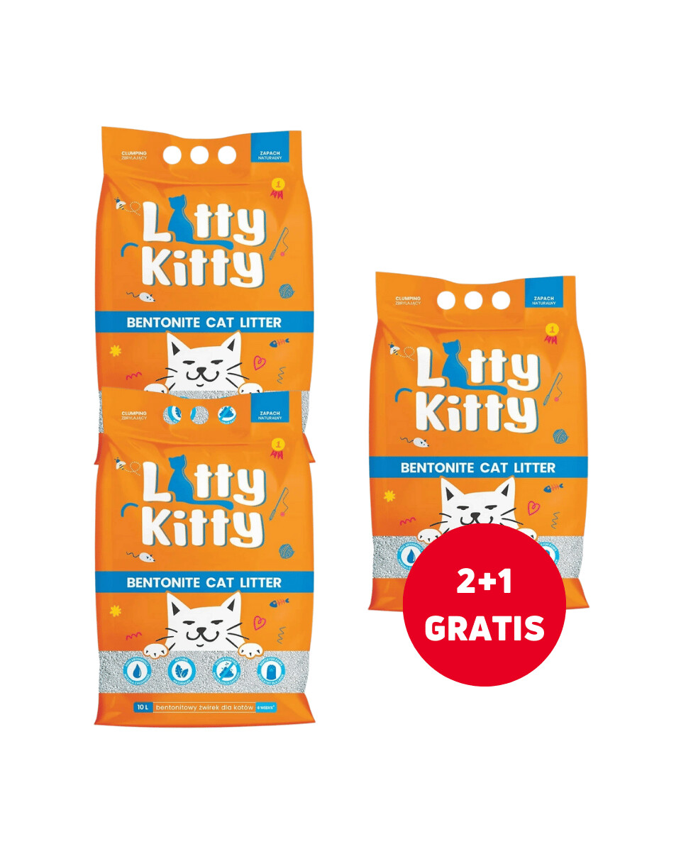 LITTY KITTY BentoniteLooduslik bentoniitkillustik 10 l (8 kg) 2+1 TASUTA